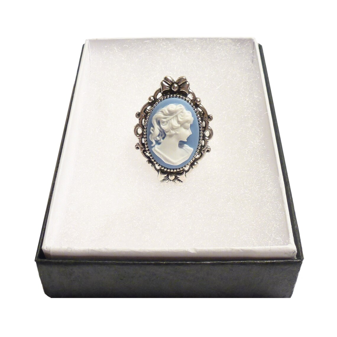 Victorian Blue Cameo Ring Portrait of a Lady Adjustable | Etsy