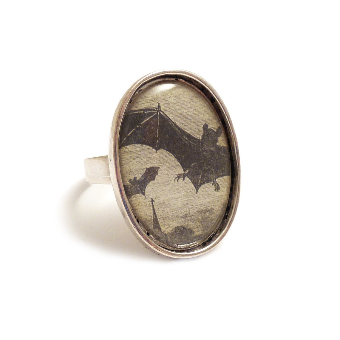 Gothic Bat Ring Bats in Flight Silver Adjustable Ring - Etsy
