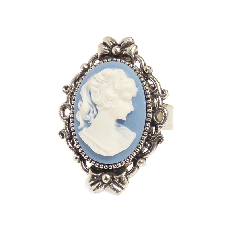 Victorian Blue Cameo Ring Portrait of a Lady Adjustable - Etsy
