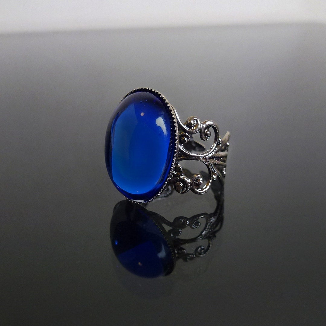 Victorian Gothic Ring - Sapphire Blue Ornate Filigree Steampunk ...