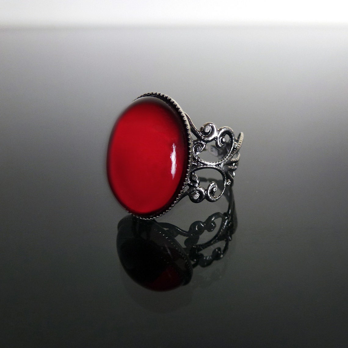 Victorian Filigree Ring Ruby Red Ornate Gothic Steampunk - Etsy