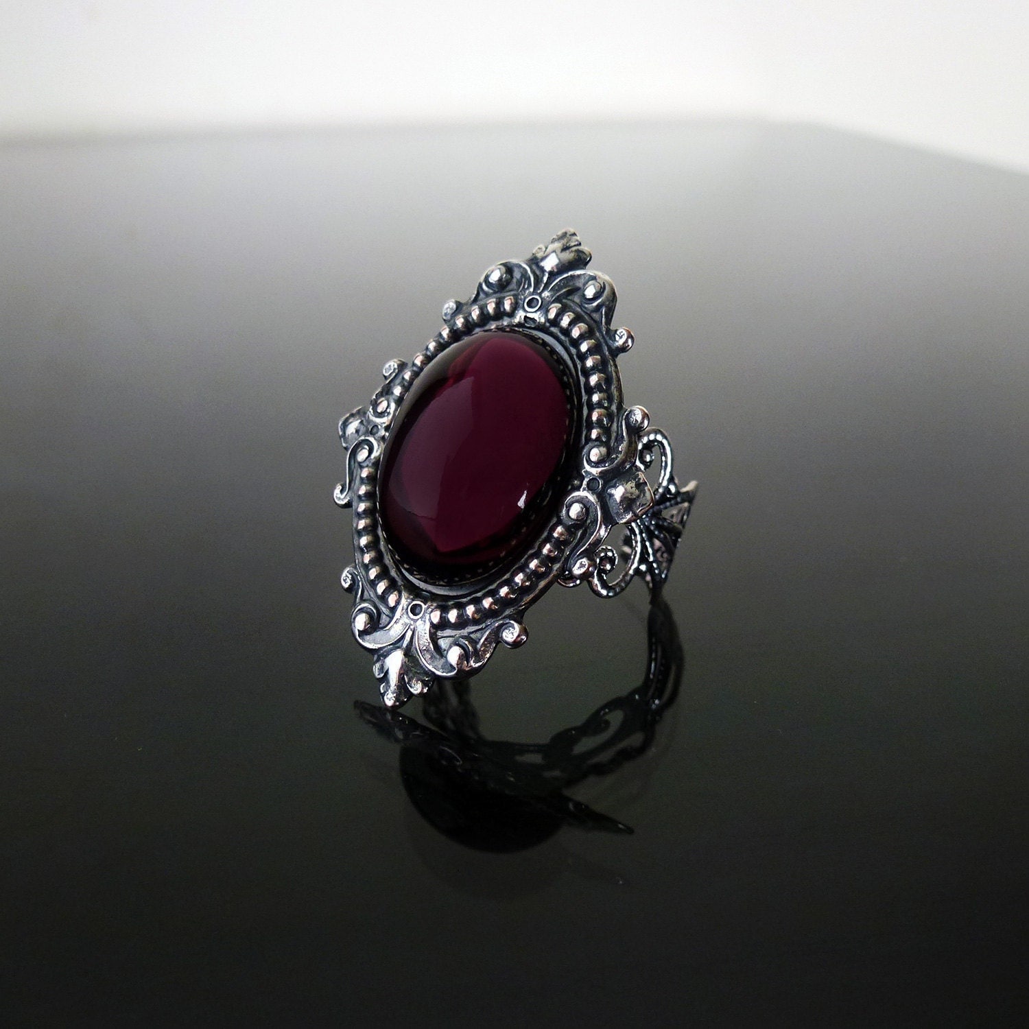 Victorian Gothic Ring Amethyst Purple Ornate Filigree - Etsy UK