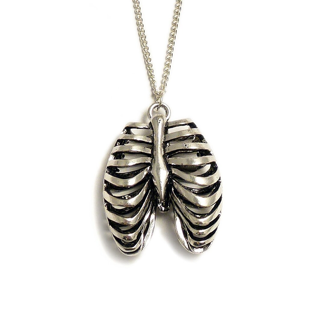 Gothic Rib Cage Necklace Anatomical Ribcage Silver Skeleton - Goth ...