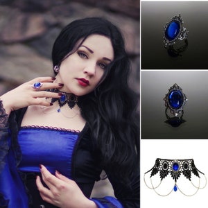 Victorian Gothic Ring - Sapphire Blue Ornate Filigree Silver Steampunk ...