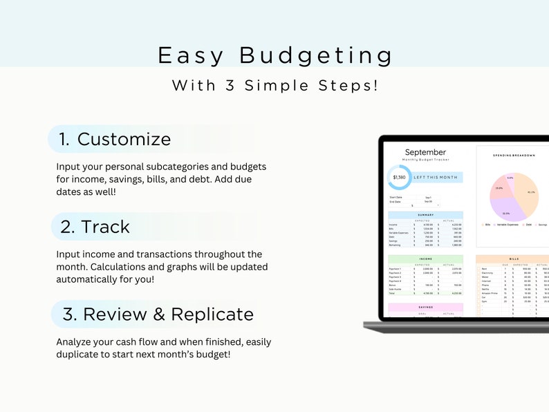 Simple Monthly Budget Planner: Google Sheets Expense Tracker (digital ...