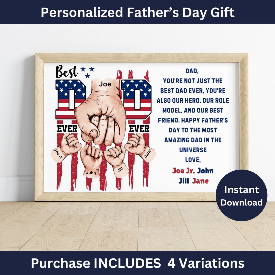 Personalized Father Day Dad Fist Bump Gift From Wife Custom Family ...