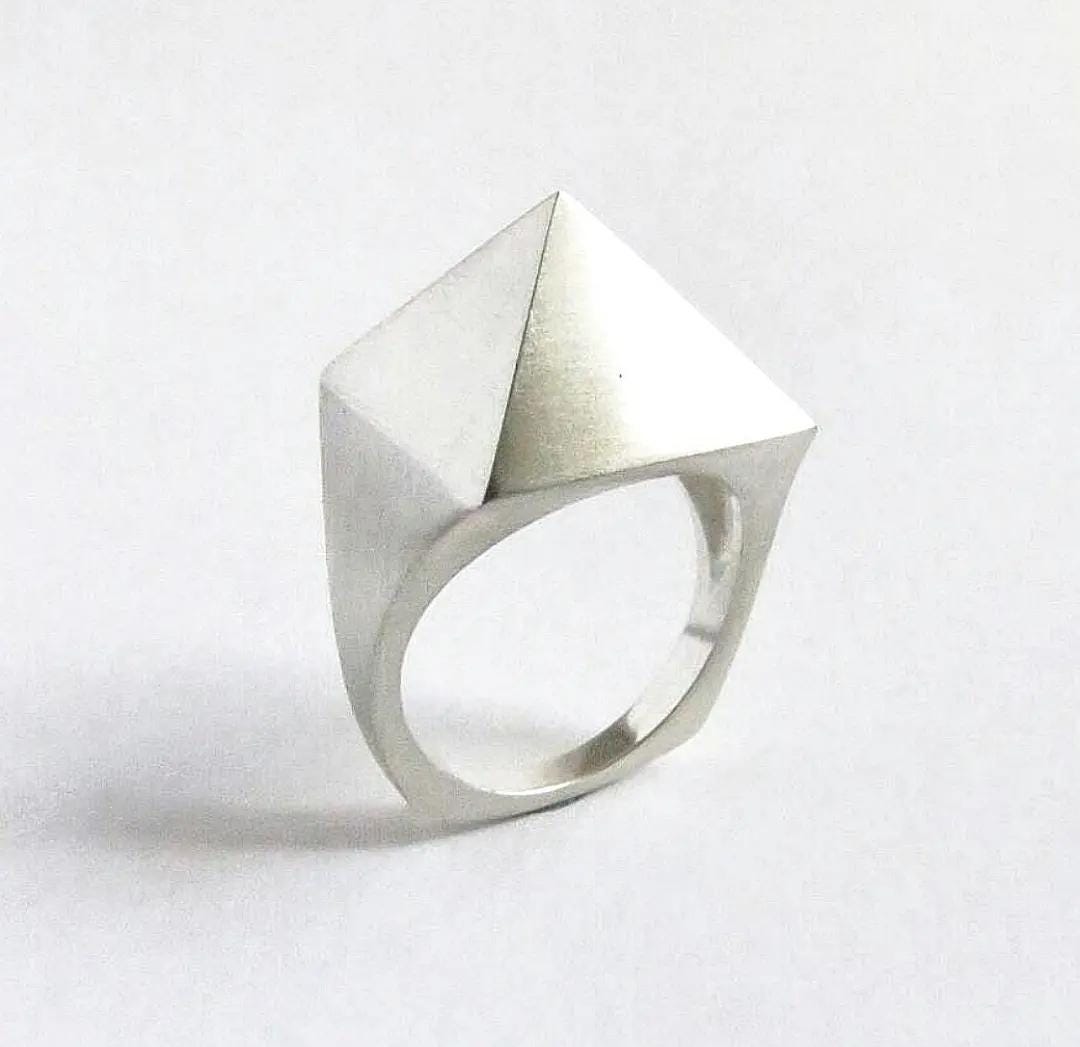 Sterling Silver Pyramid Minimalist Facet Ring. Contemporary Statement ...