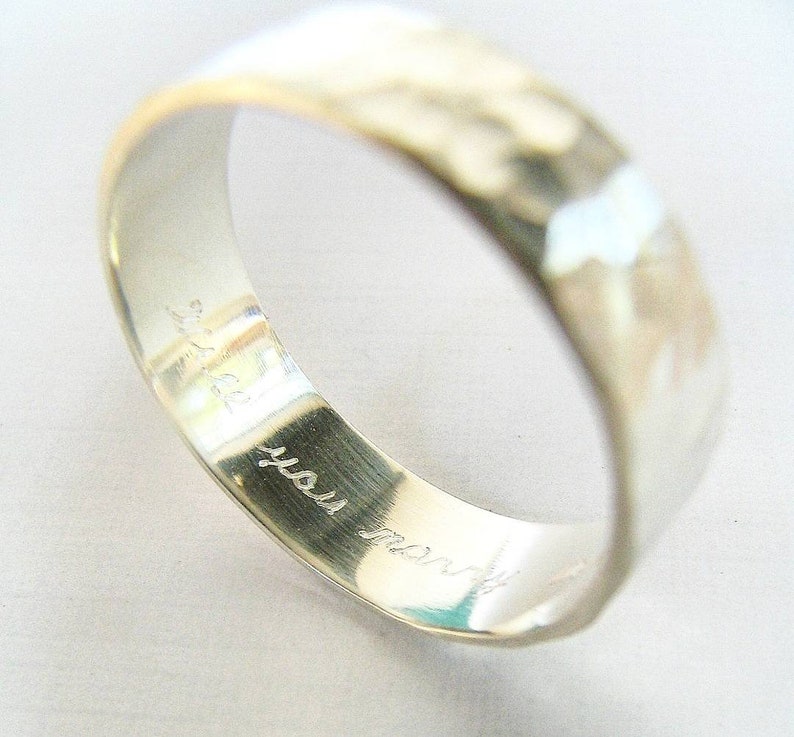 Custom Engraved Sterling Silver Proposal Wedding Band Ring. | Etsy