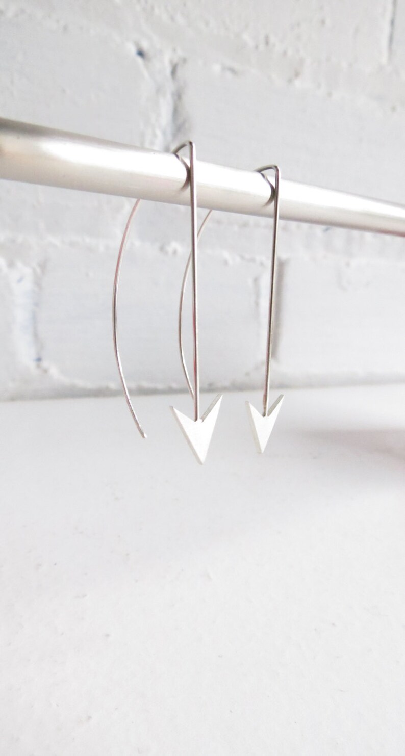 Sterling Silver Minimalist Bow and Arrow Earrings. Sterling Silver ...