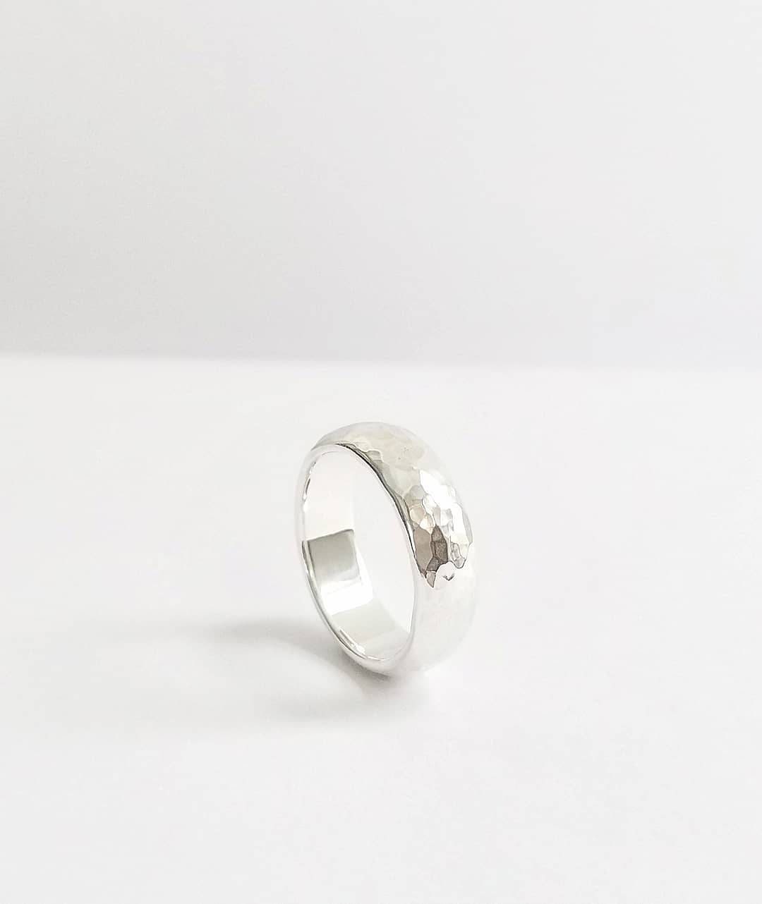 Custom Organic Heavy Hammered Sterling Silver Men or Womens Wedding ...