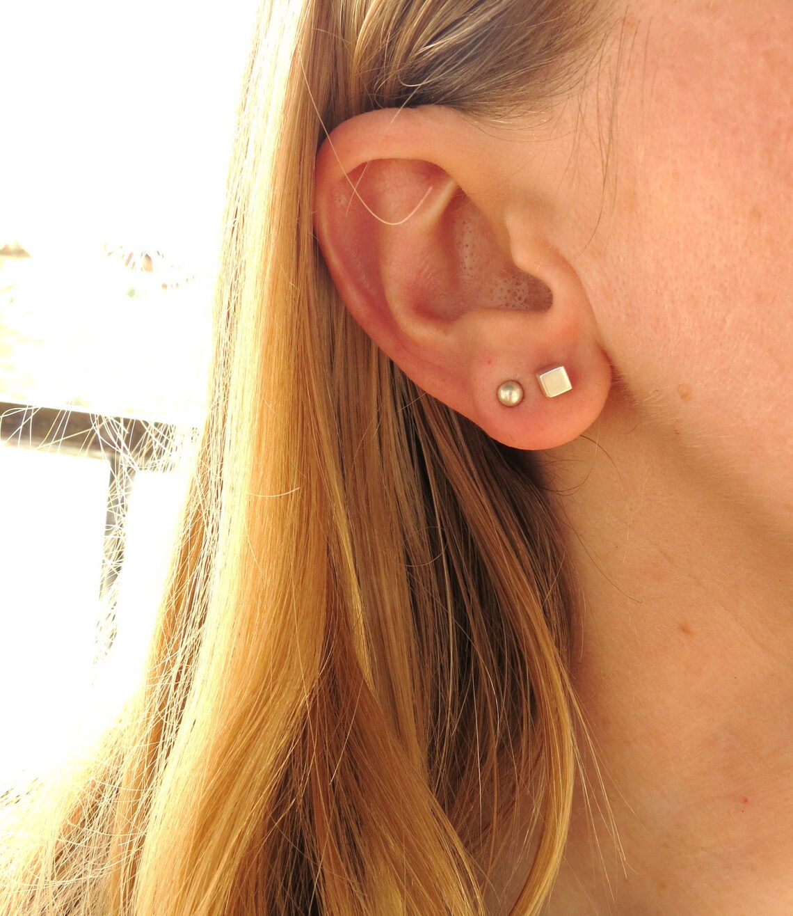 Graphic Minimalist Sterling Silver Cube Studs. Simple Sterling - Etsy