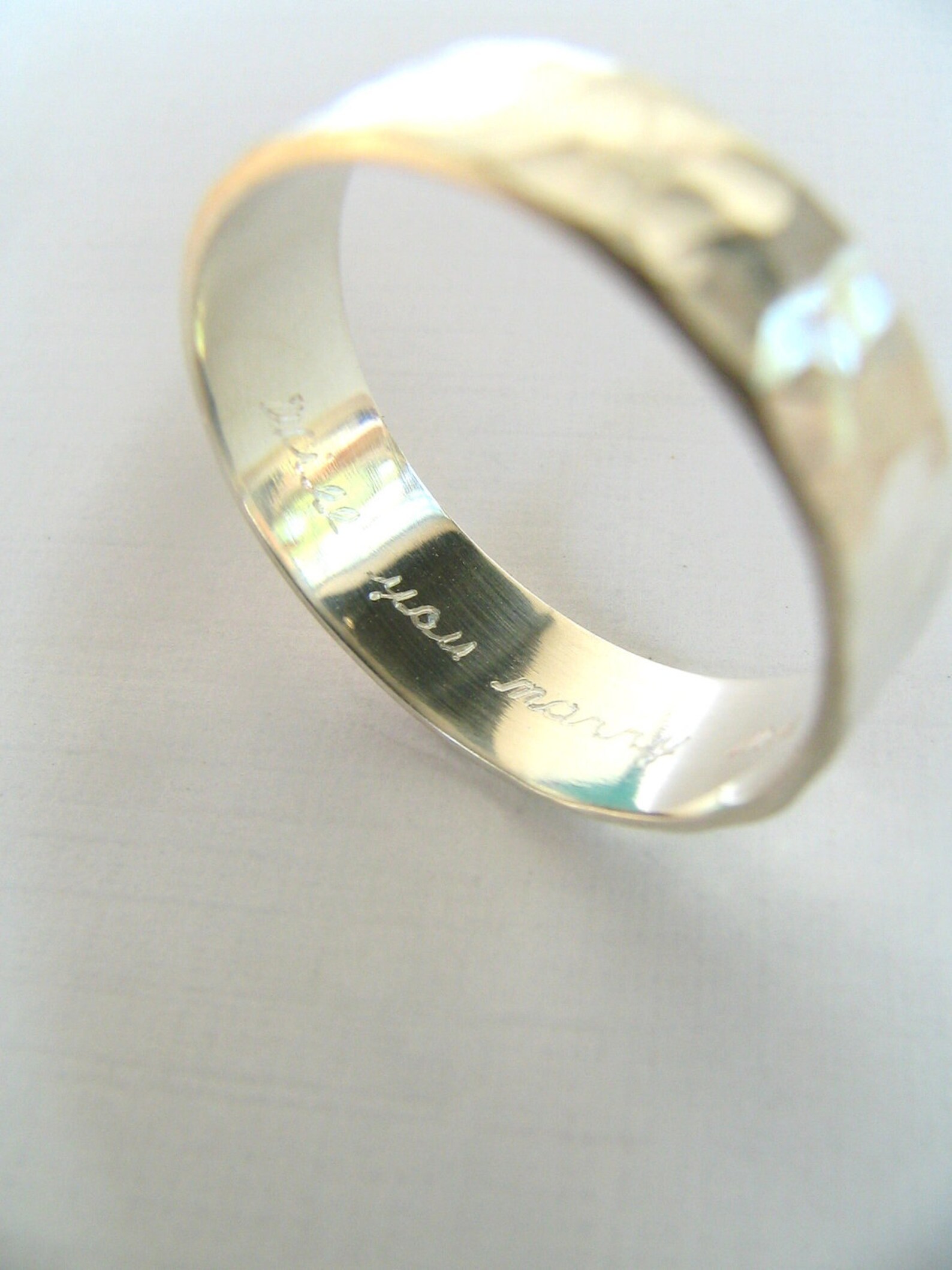 Custom Engraved Sterling Silver Proposal Wedding Band Ring. | Etsy