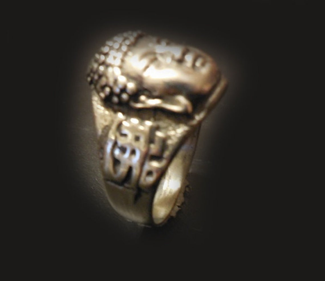 Buddha Ring in Gold or White Bronze - Etsy
