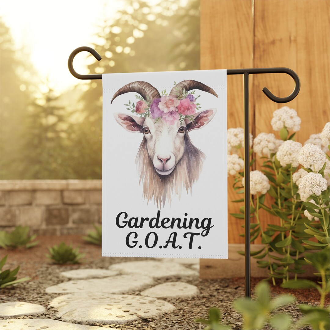 Gardening GOAT Banner, Funny Goat Garden Flag, Cute Gardening Flag ...