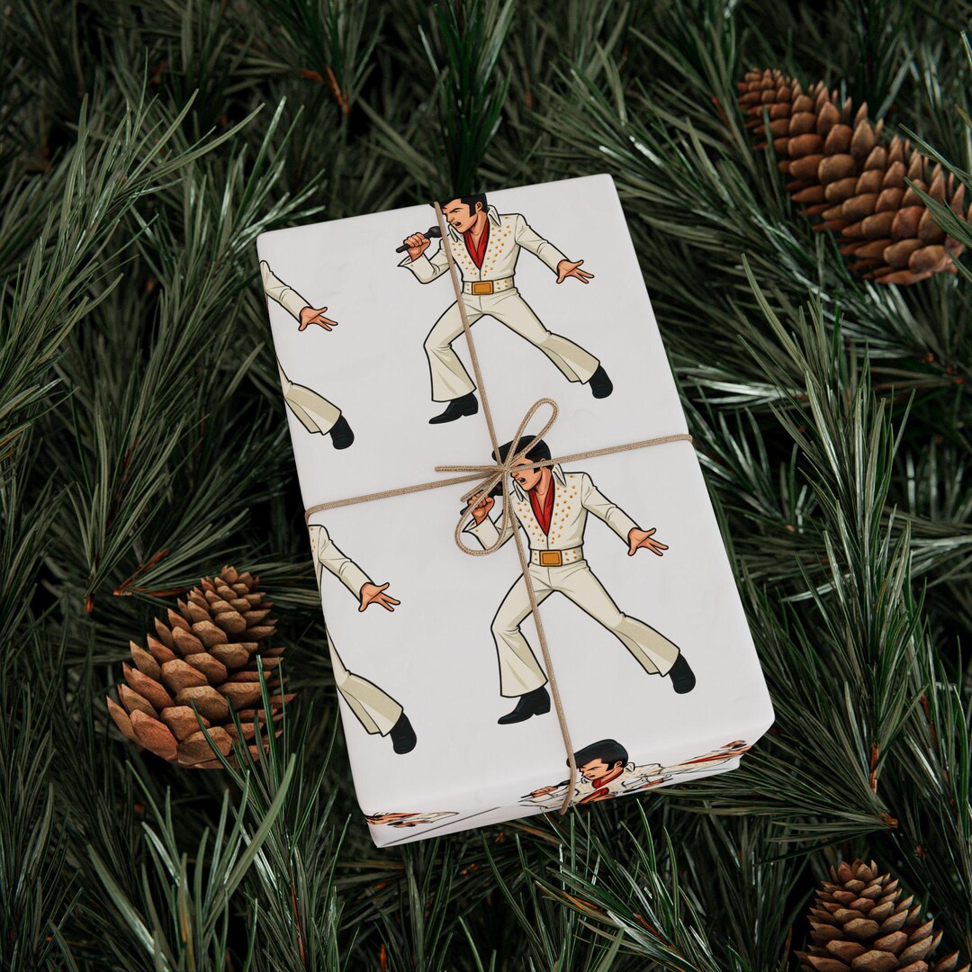 Retro Elvis Presley Pattern Wrapping Paper | Music Icon Holiday Wrap ...