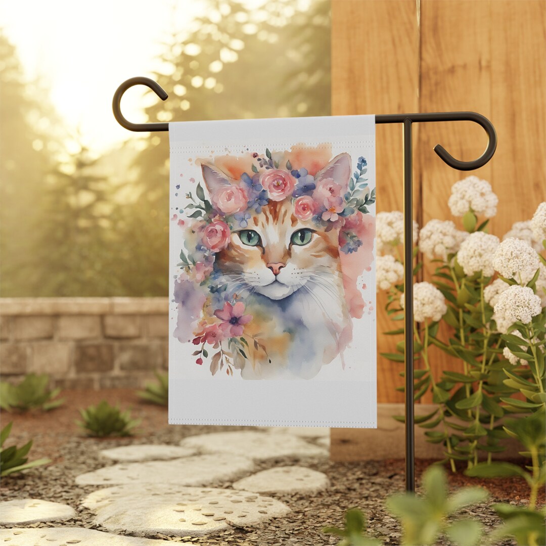 Garden Cat Banner, Cat Garden Flag, Cute Gardening Flag, Garden Decor ...