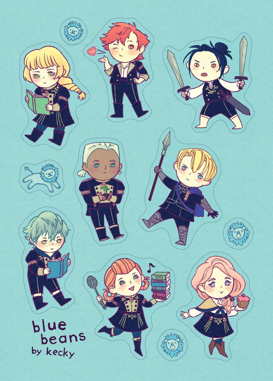 Blue Beans FE3H A6 Vinyl Sticker Sheet - Etsy