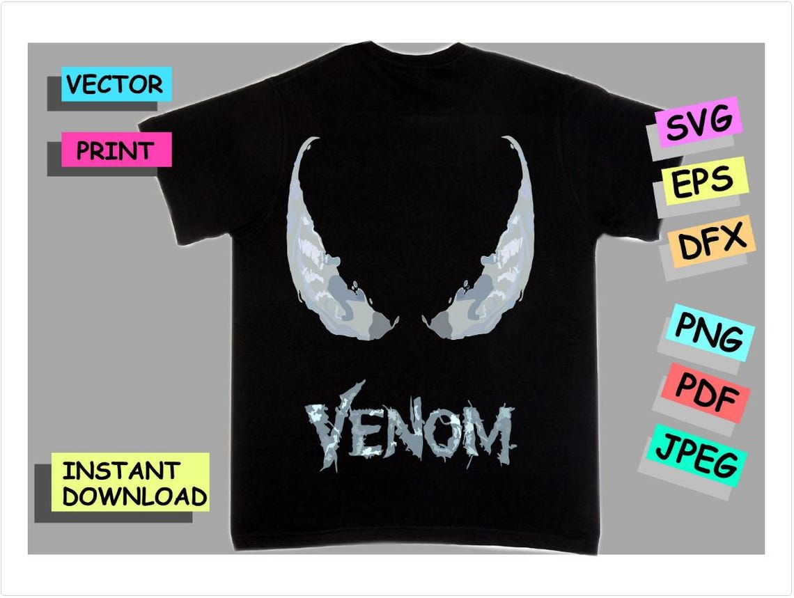 VENOM, Venom Svg, Venom Art, Venom SVG, Venom Art Svg on Black T-shirt ...