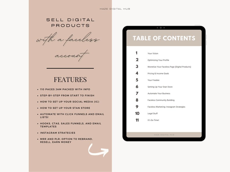 Faceless Digital Marketing Ebook, Instagram, Stan Store (MRR) - Etsy