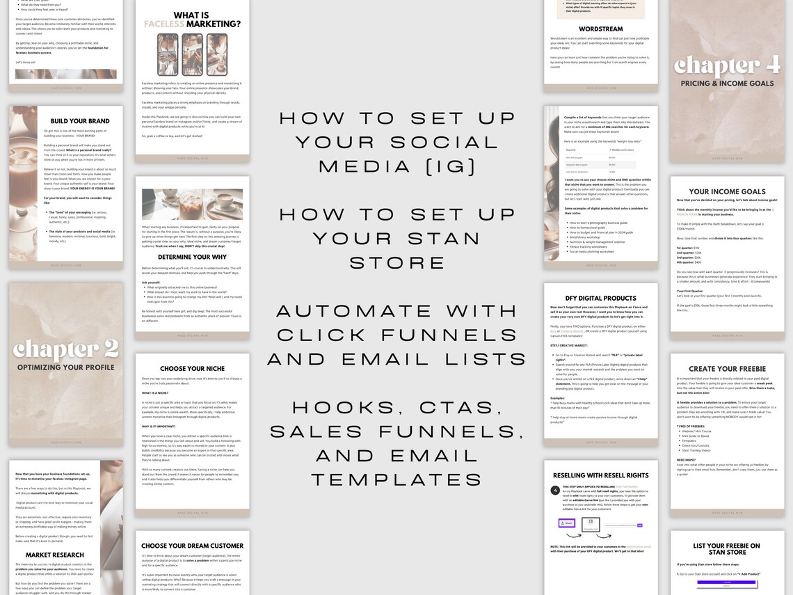 Faceless Digital Marketing Ebook, Instagram, Stan Store (MRR) - Etsy