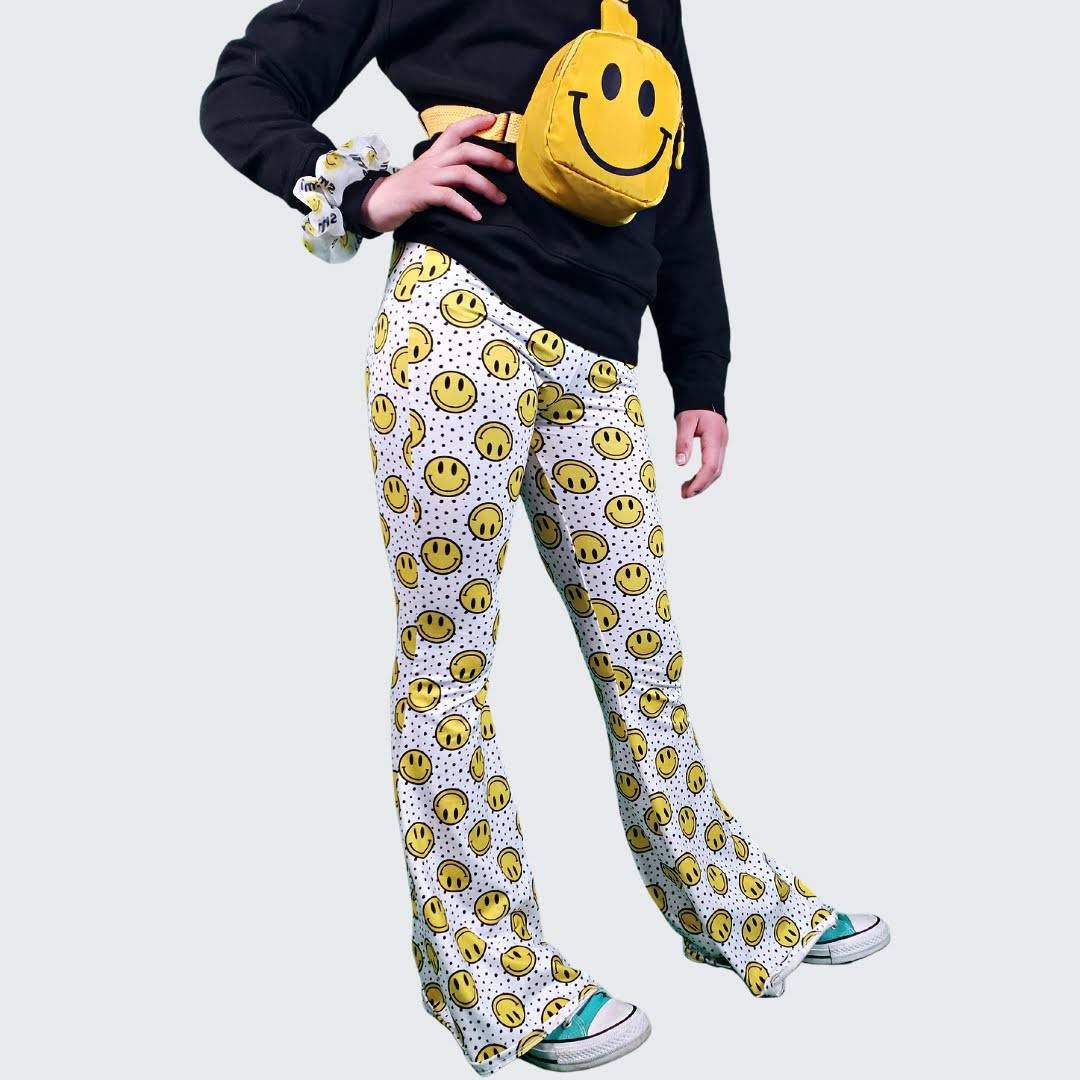 Maat 3t Smiley Face Bell Bottom broek in zachte rekbare - Etsy Nederland