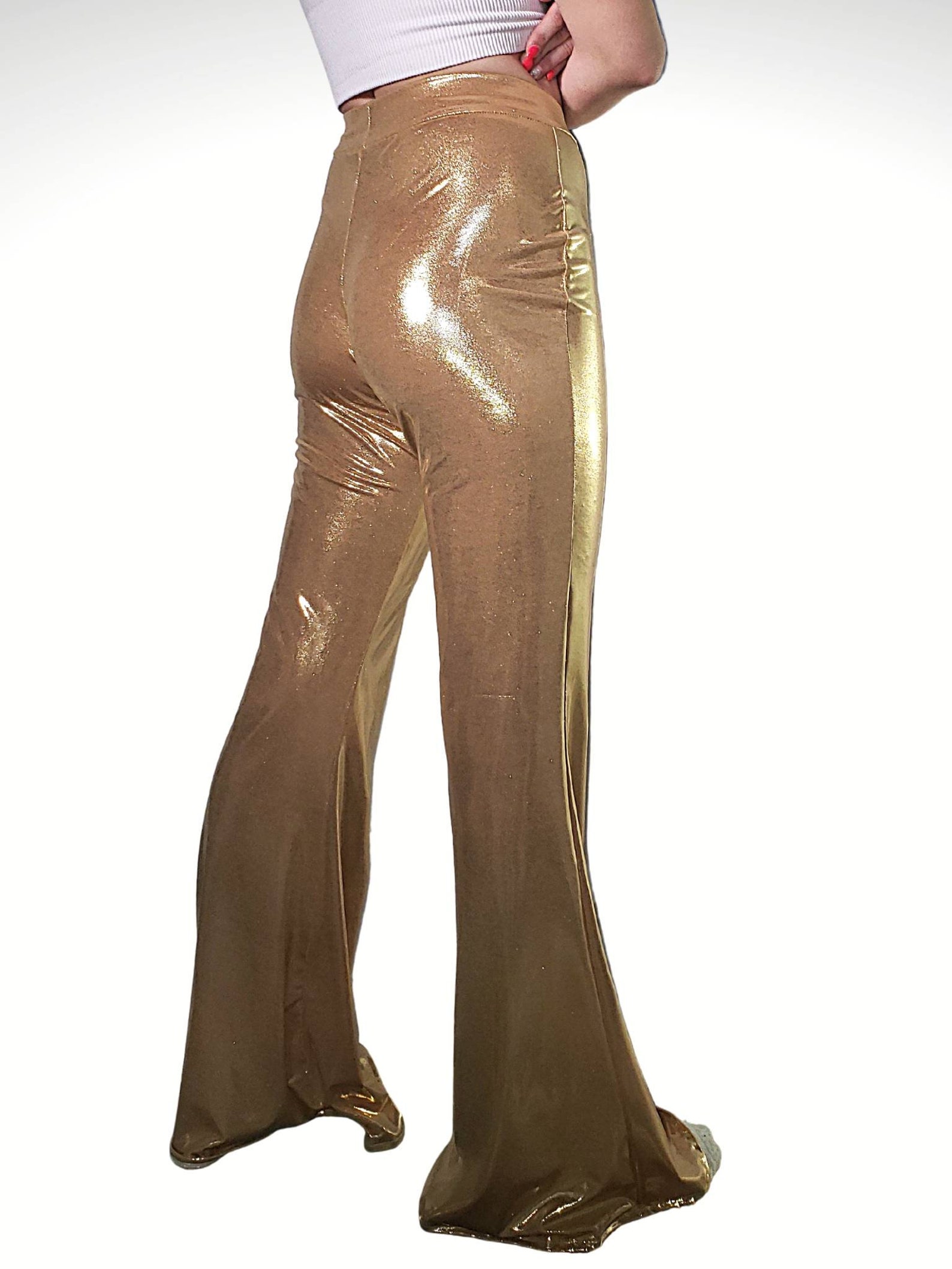 Women's Bell Bottom Pants in Stretch Metallic Size - Etsy