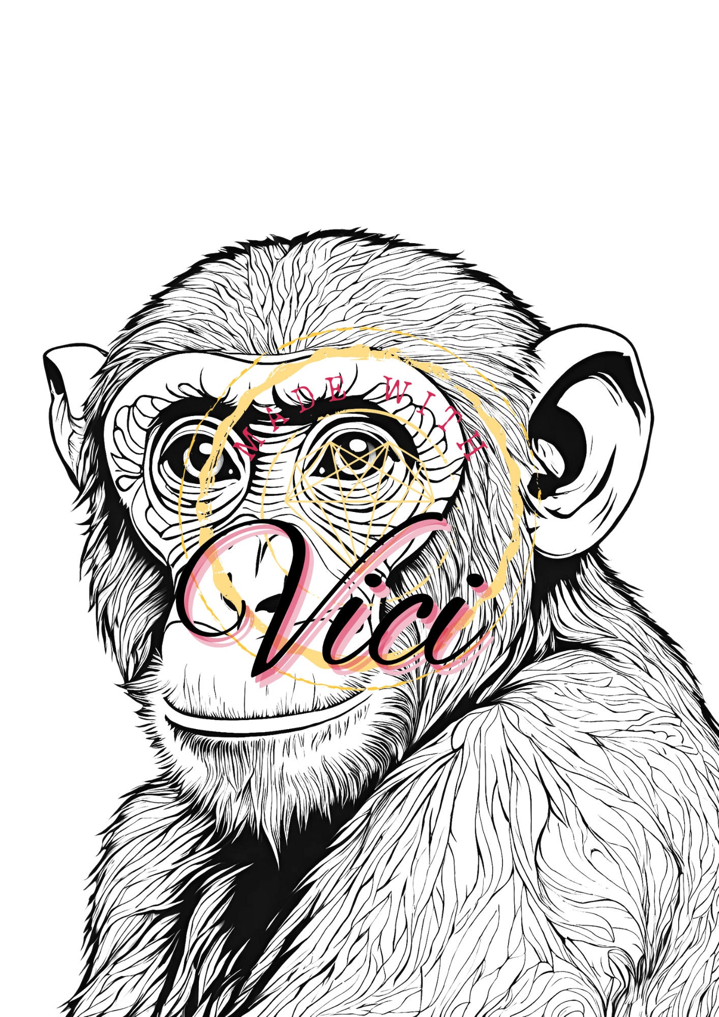 Coloring Page Monkey 3/3 Coloring Page Monkey A4 Print Immediately Gift ...
