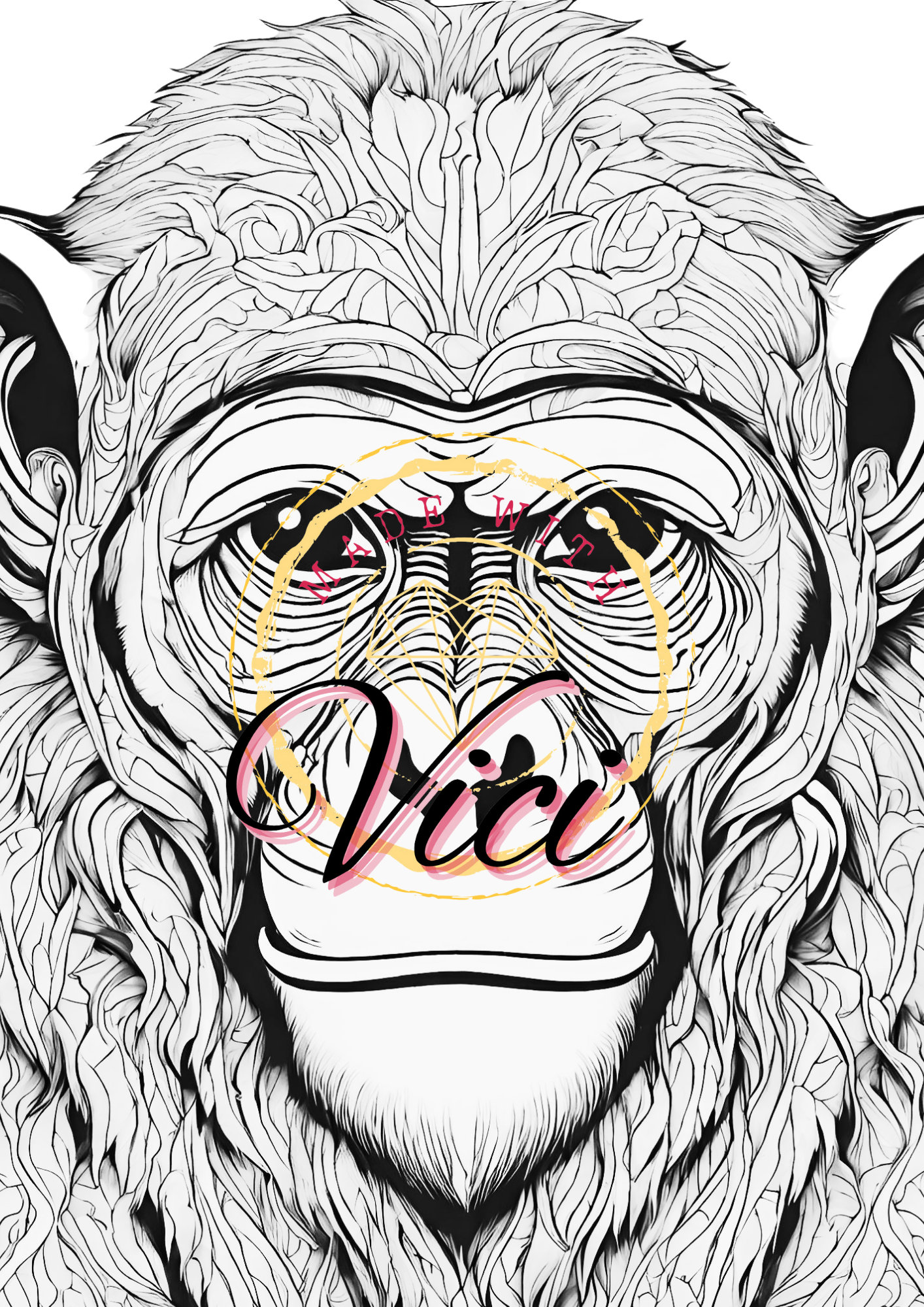 Coloring Page Monkey 1/3 Coloring Page Monkey A4 Print Immediately Gift ...