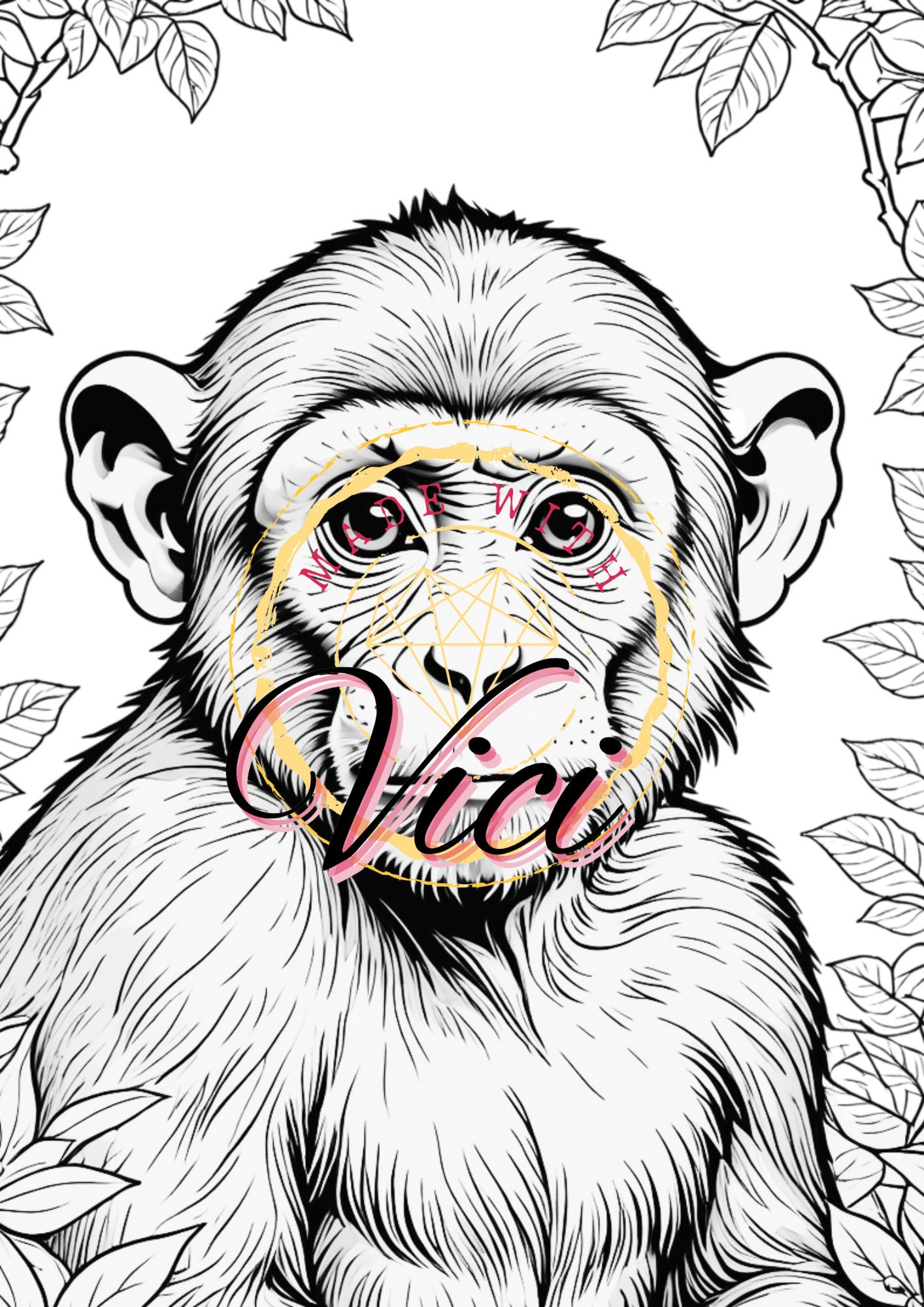 Coloring Page Monkey 3/3 Coloring Page Monkey A4 Print Immediately Gift ...