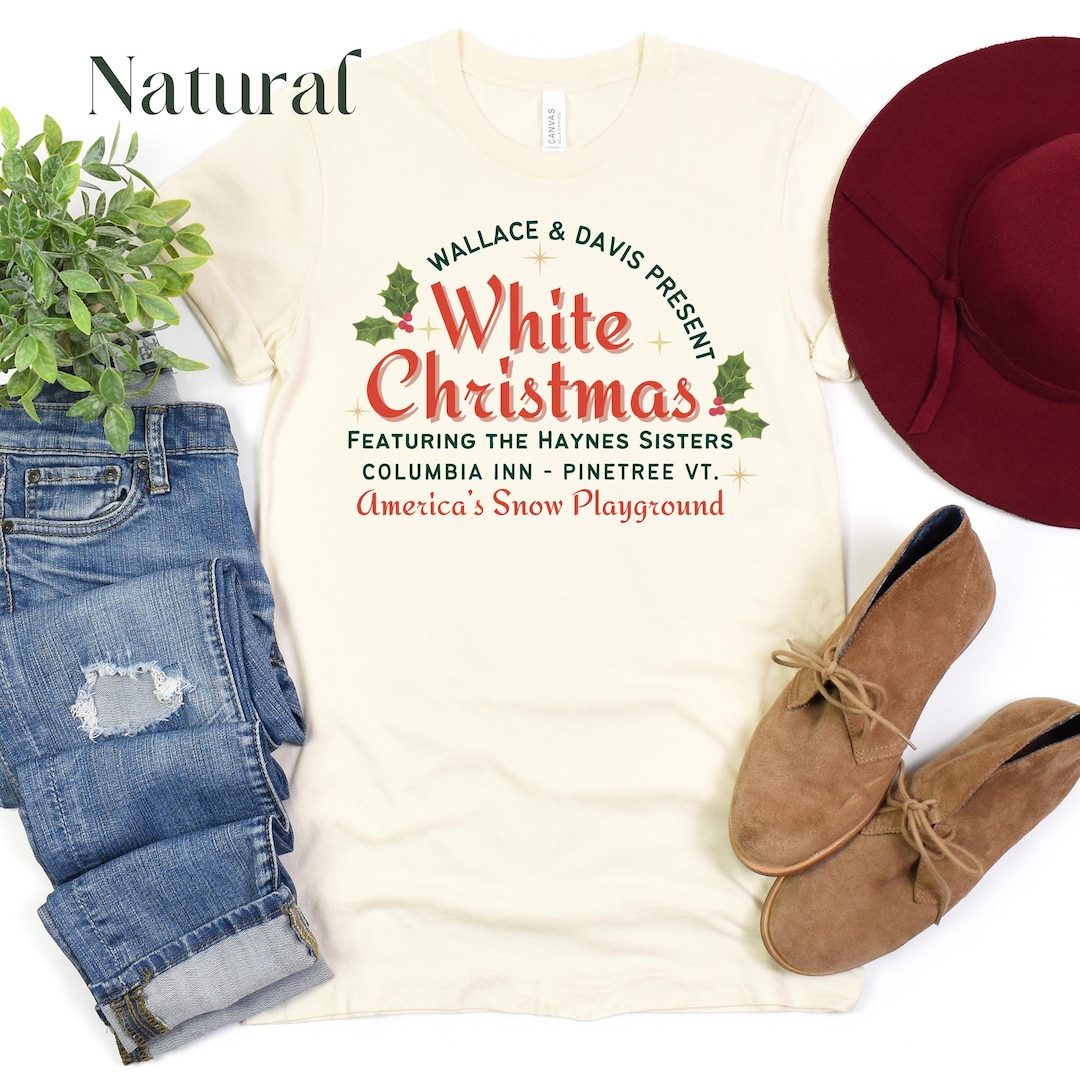 Vintage Christmas Tshirt, White Winter Holiday Tee, Pinetree Xmas Shirt ...