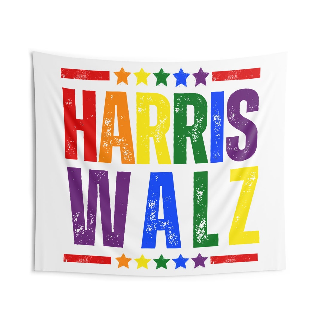 Harris Walz Rainbow Banner, Harris Walz Indoor Wall Tapestrieslgbtq ...