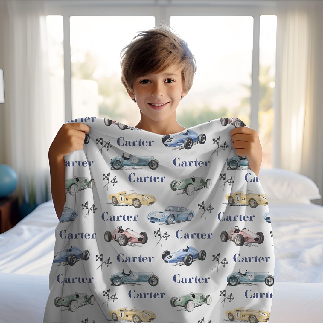 Race Cars Personalized Kids Blanket Custom Name Velveteen Blanket Gift ...