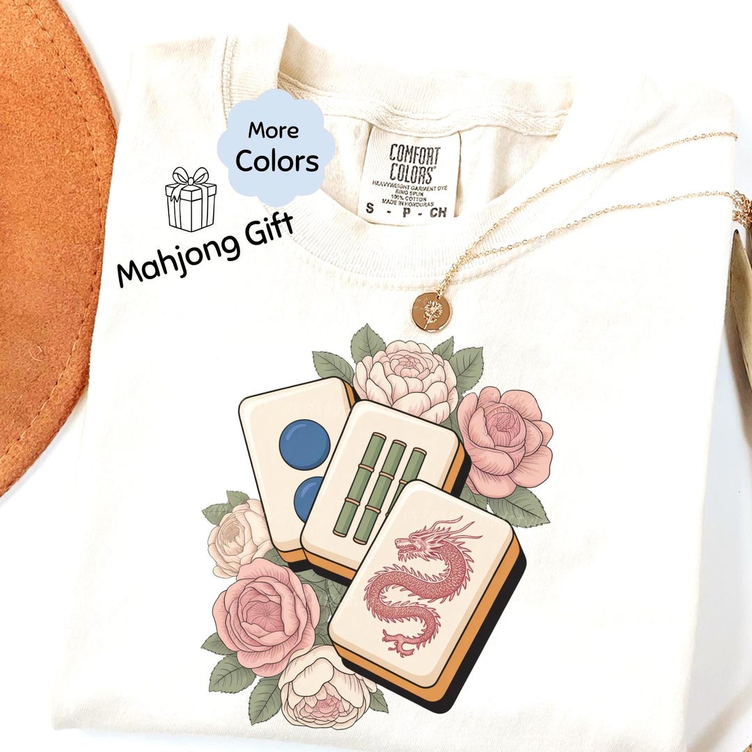Mahjong Tiles Floral Shirt, Mahjong Player Tee Women, Mahjong Lover ...