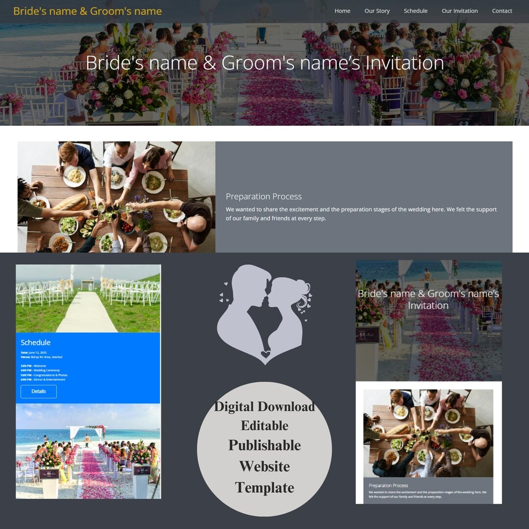 Wedding Program Template | Wedding Website /editable HTML/CSS – Modern ...