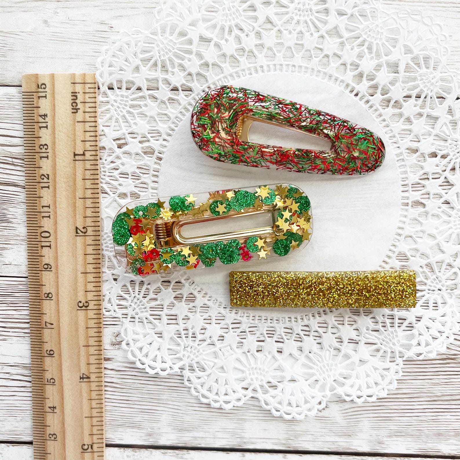 Merry and Bright Holiday Hair Barrettes - Festive Glitter Clip Set ...