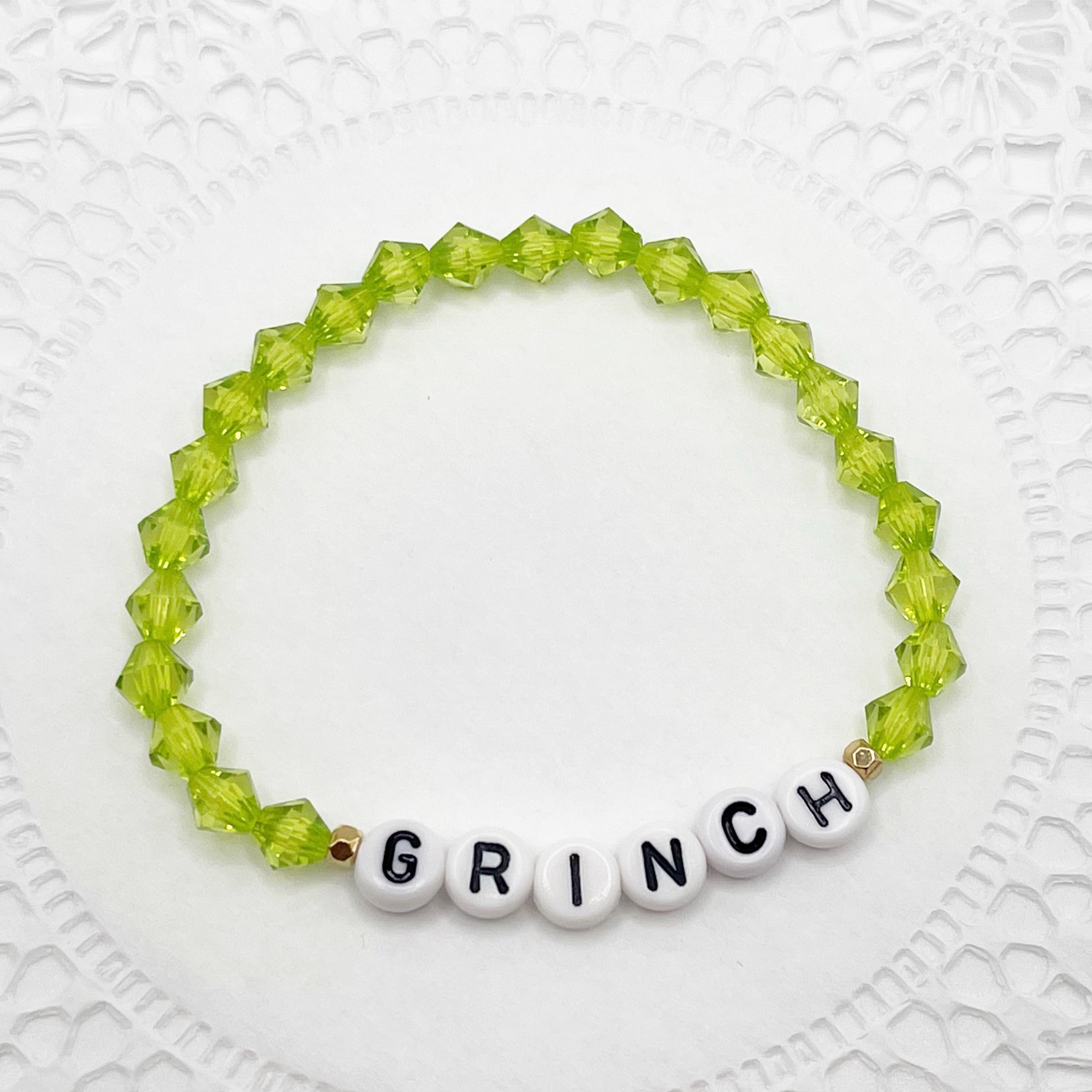 Grinch Christmas Bracelet Stack: Holiday Word Bracelets - Etsy