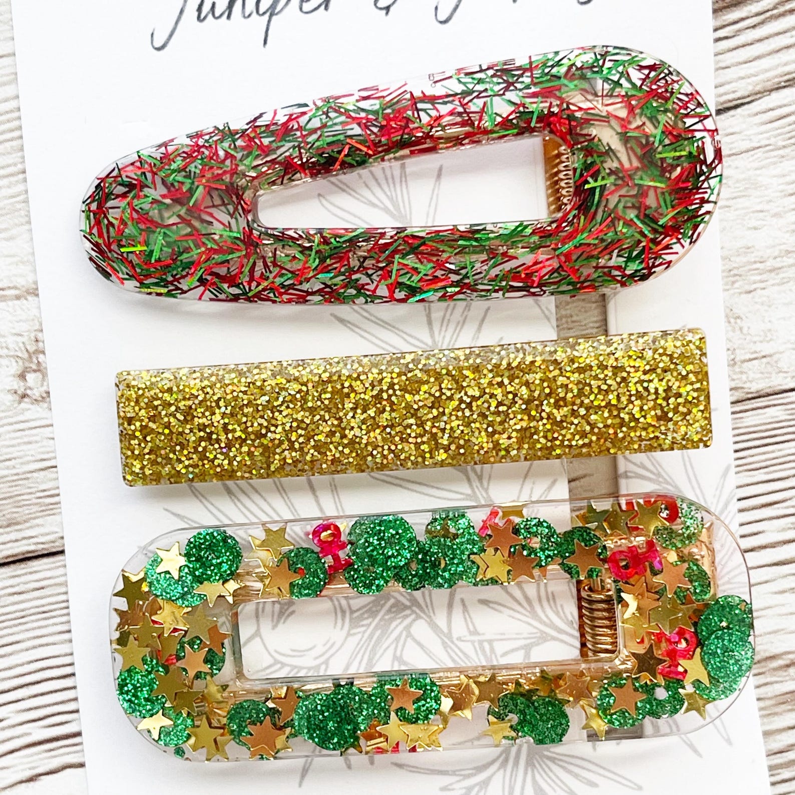 Merry and Bright Holiday Hair Barrettes - Festive Glitter Clip Set ...