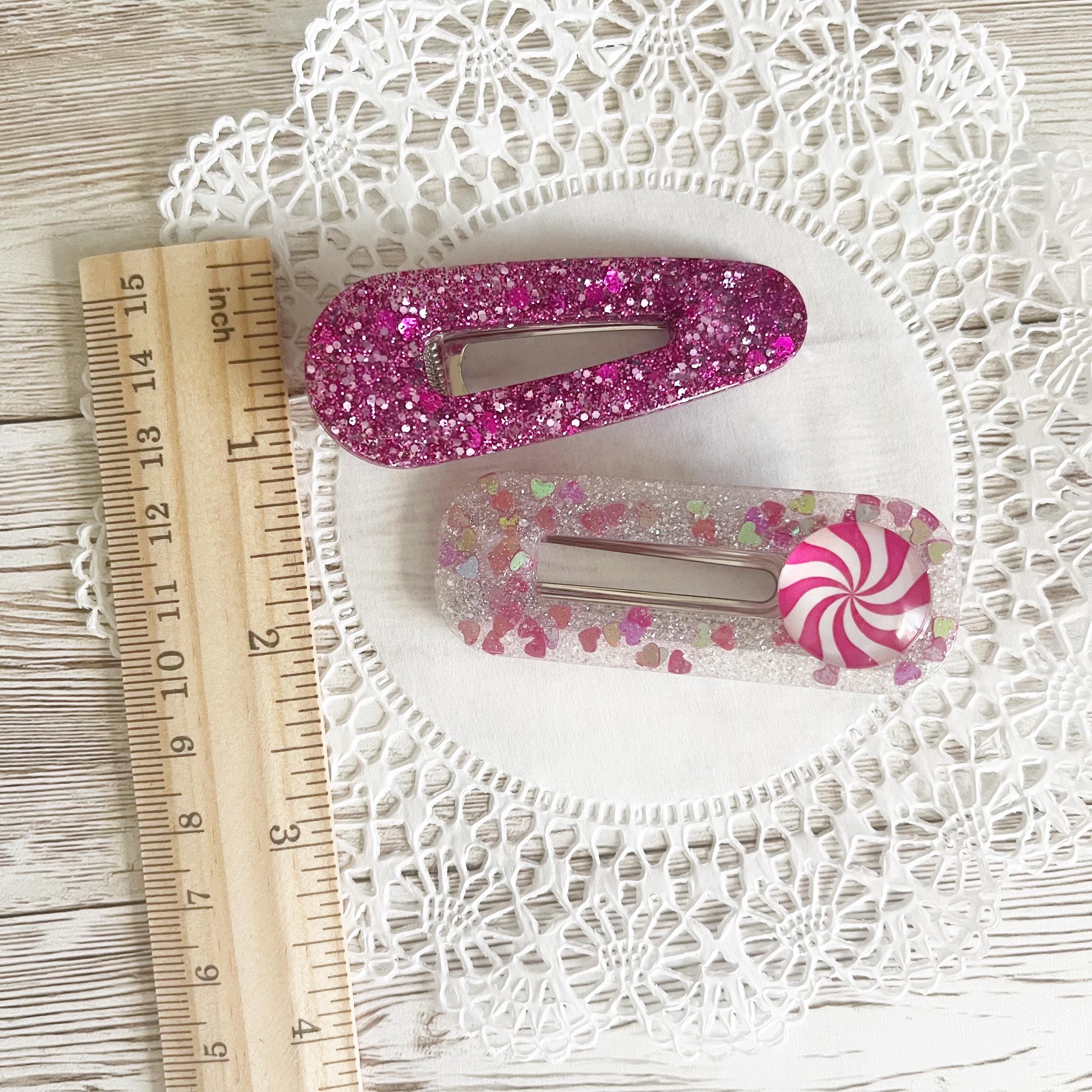 Sugar Plum Fairy Glitter Hair Barrettes - Festive Pink and Peppermint ...