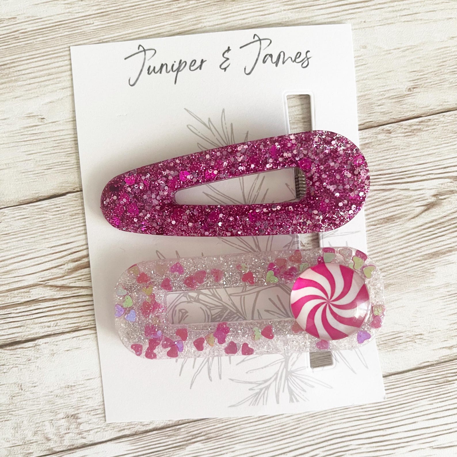 Sugar Plum Fairy Glitter Hair Barrettes - Festive Pink and Peppermint ...