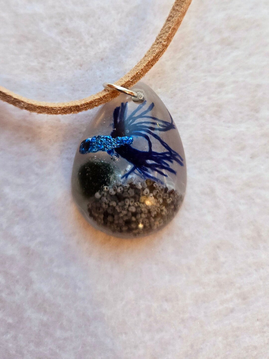 Betta Fish Mini Aquarium Teardrop Pendant Necklace - Etsy