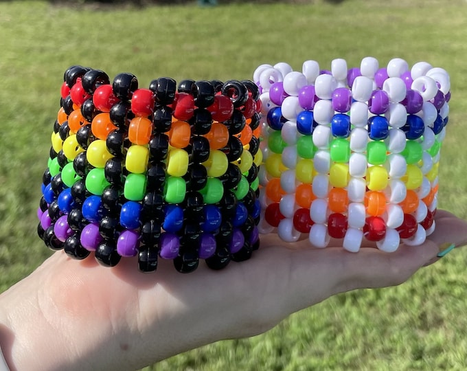 Rainbow Stripe Kandi Bracelet - Etsy