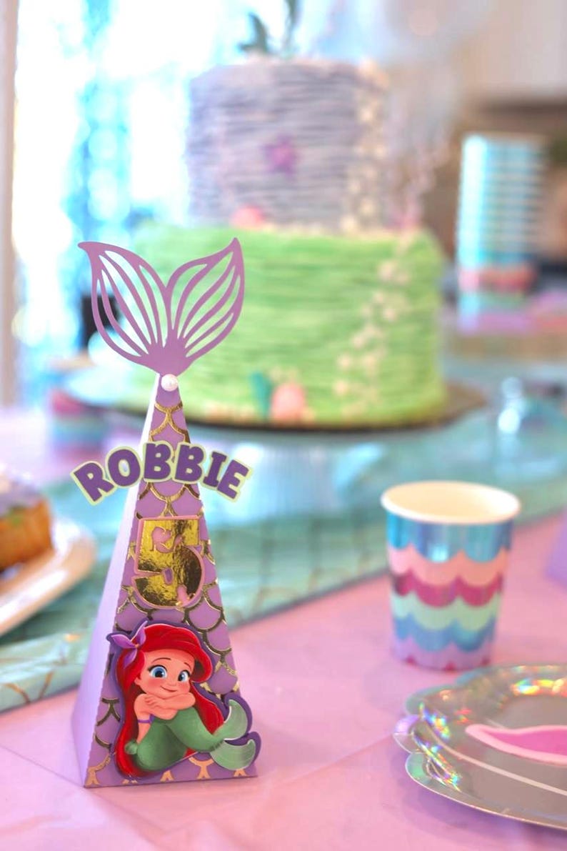 Little Mermaid Pyramid Favor Box, Under the Sea Party Decor, Ariel ...