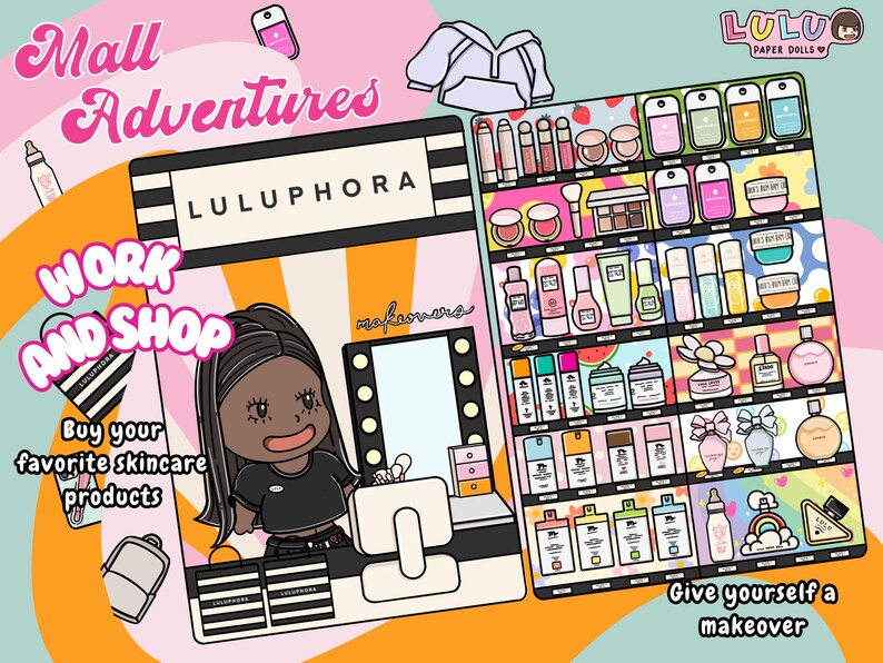 Dark Skin Mall Adventures Paper Doll Printable PDF Fashion Preppy Haul ...