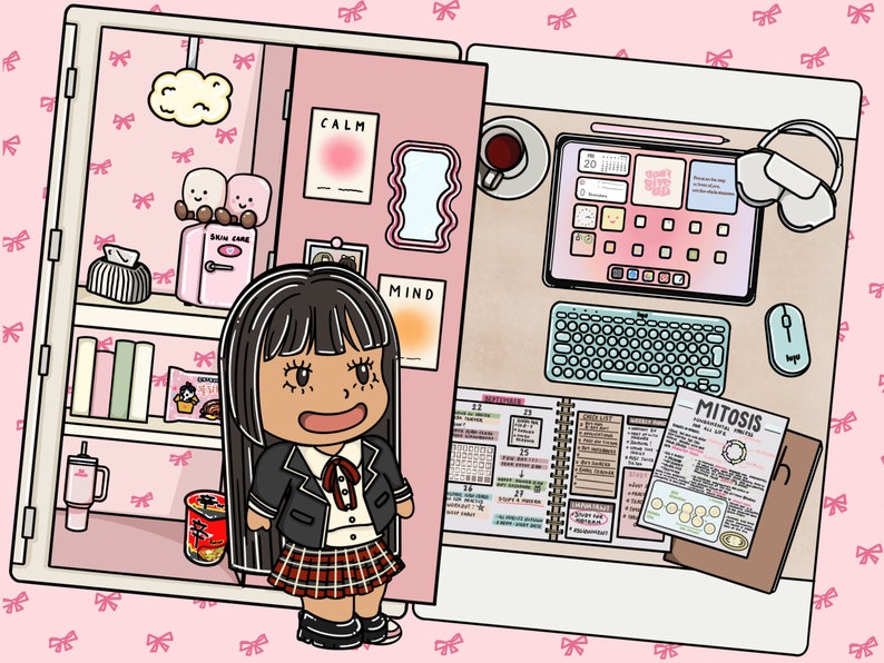 That Girl Paper Doll Playset: Tanned Skin, School Locker & Bedroom (PDF ...