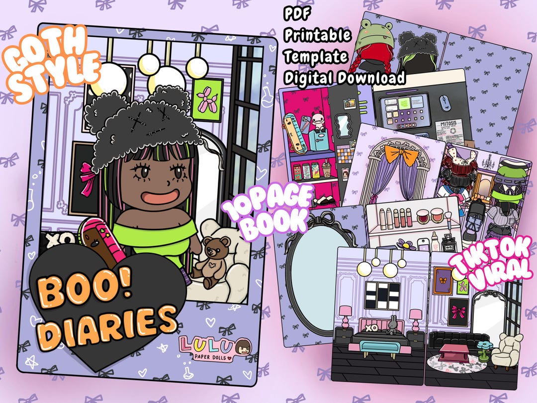 Goth Paper Doll House Book: Black Girl Boo Diaries Printable (PDF ...