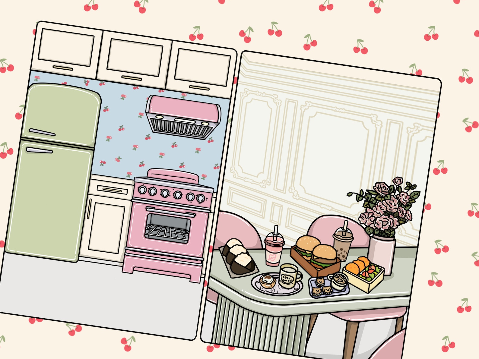 Coquette Diaries Paper Doll House: Printable Kitchen Set (PDF Download ...