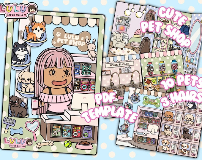 Printable Paper Doll PET SHOP Play Set- Pdf Instant Download- Puppy ...