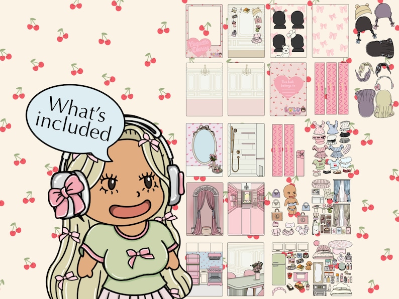 Coquette Diaries Tan Skin Paper Doll Printable PDF Kitchen Set Busy ...