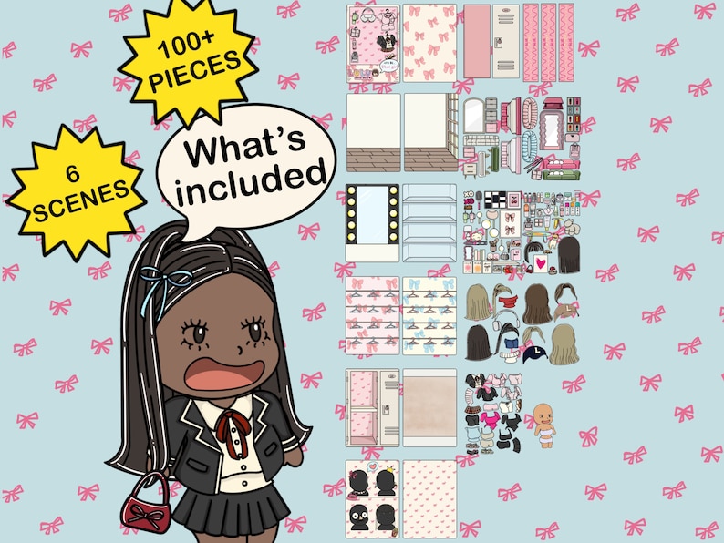 Black Girl Paper Doll Printable PDF Aesthetic Dress up Activity DIY ...