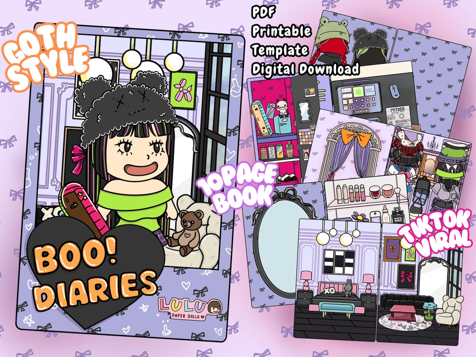 Pale Girl Boo Dairies Paper Doll House Book Printable Template PDF ...